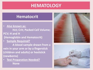 HEMATOLOGY: Laboratory Tests | PPTX
