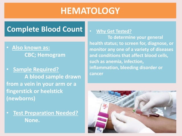 HEMATOLOGY: Laboratory Tests | PPTX | Blood Disorders | Diseases and ...