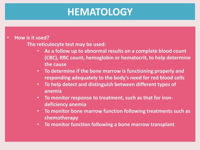 HEMATOLOGY: Laboratory Tests | PPTX | Blood Disorders | Diseases and ...