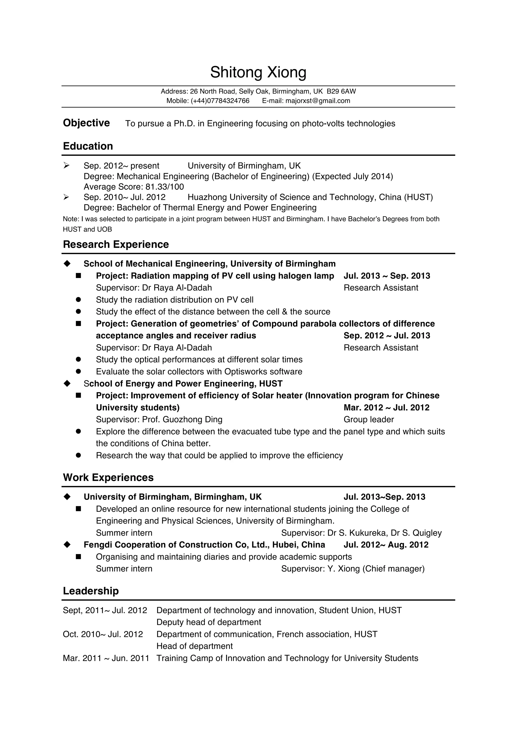Shitong xiong cv | PDF