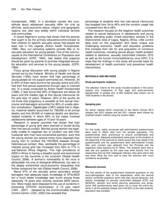 The negative impacts of adolescent sexuality problems among secondary ...