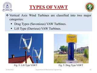 Technical Seminar on Vertical Axis Wind Turbines | PPTX