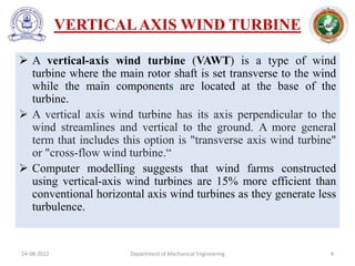 Technical Seminar on Vertical Axis Wind Turbines | PPTX