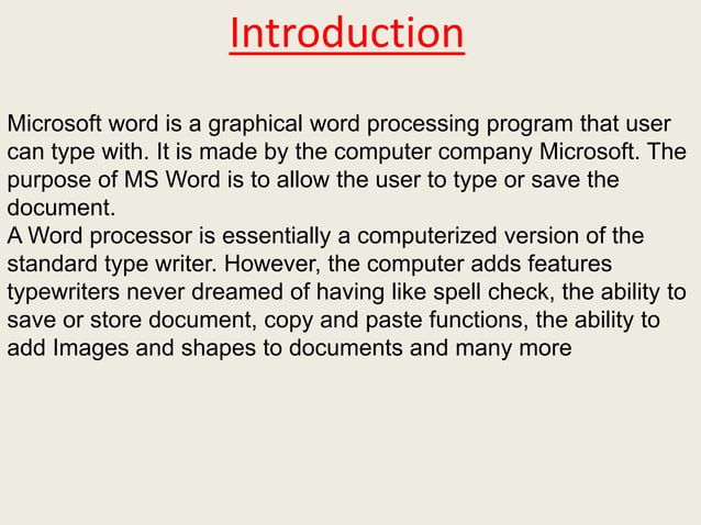 Introduction to MS Word | PPTX | Desktop Publishing | Computer Software ...