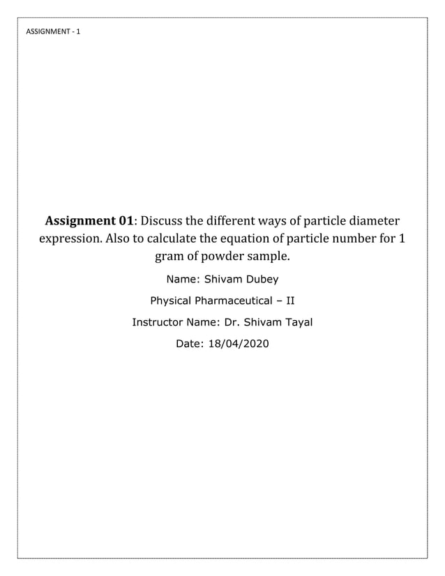 Physical Pharmaceutics Assignment 01 | PDF