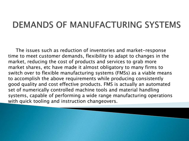 flexible manufacturing systems | PPTX