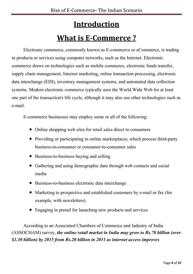 E-commerce project in brief pdf | PDF | Internet | Computing