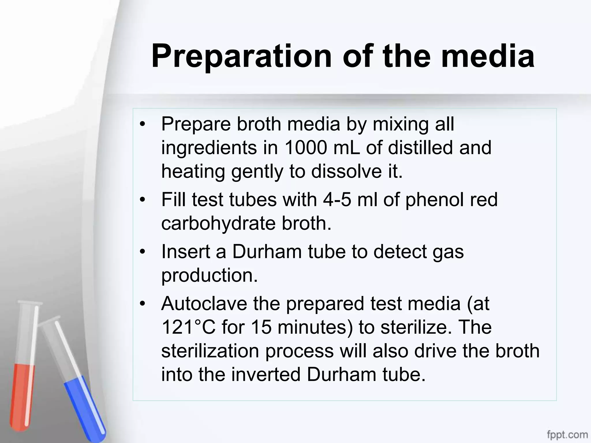 Sugar fermentation tests, Cetrimide agar medium, Hugh Leifson medium | PPTX