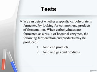 Sugar fermentation tests, Cetrimide agar medium, Hugh Leifson medium | PPTX