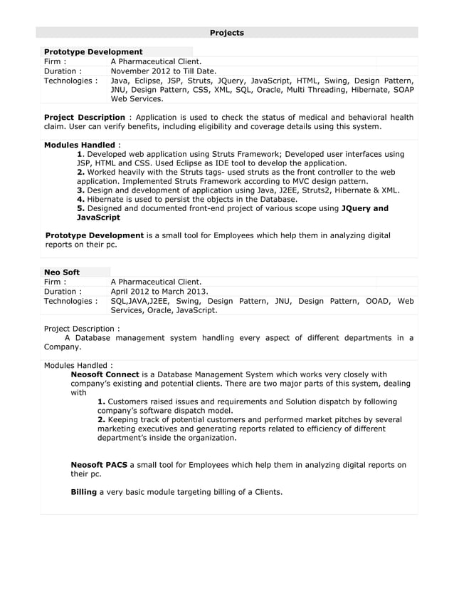 Database (Oracle) and Java Professional with more than 2 Years 8 Months of Experience in ...