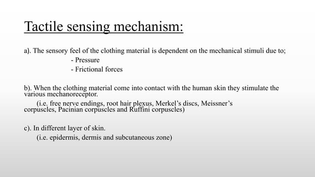 HUMAN TACTILE RESPONSE ON TACTILE CHARACTERISTICS OF CLOTHING | PPT