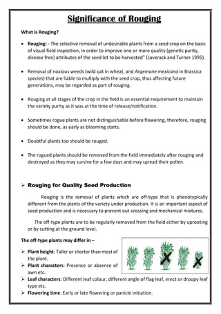 Rouging and its significance | PDF