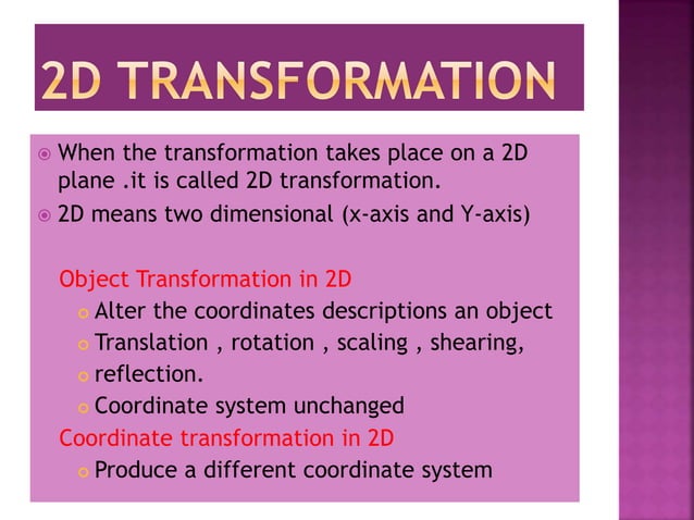 3D transformation in computer graphics | PPTX