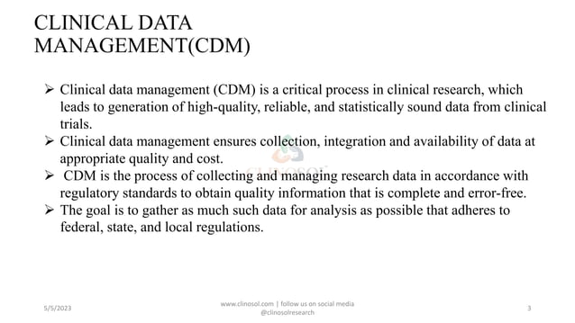 CLINICAL DATA MANAGEMENT- AN OVERVIEW | PPTX
