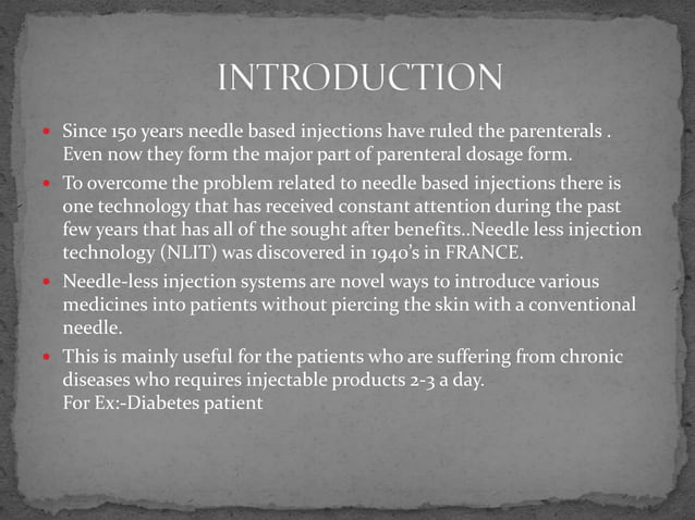 Needle Less Injection Technology by S Shivani Shastrulagari. | PPTX ...