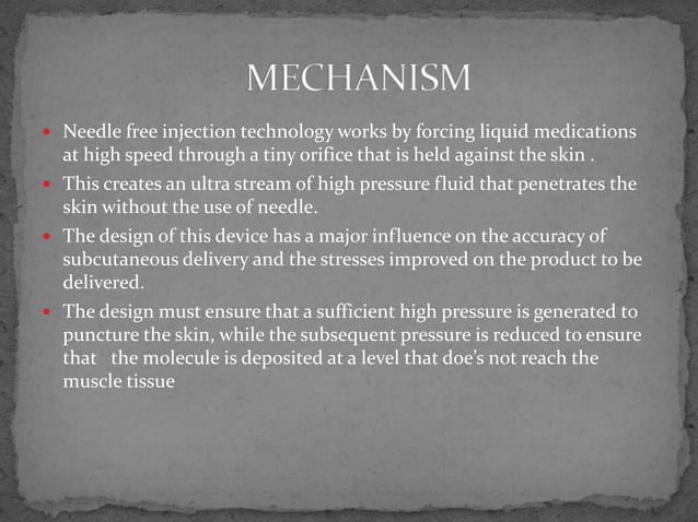 Needle Less Injection Technology by S Shivani Shastrulagari. | PPTX ...