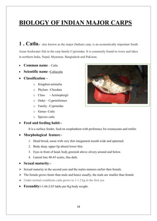 Report on "Breeding and Seed Rearing Techniques of Indian Major Carp ...