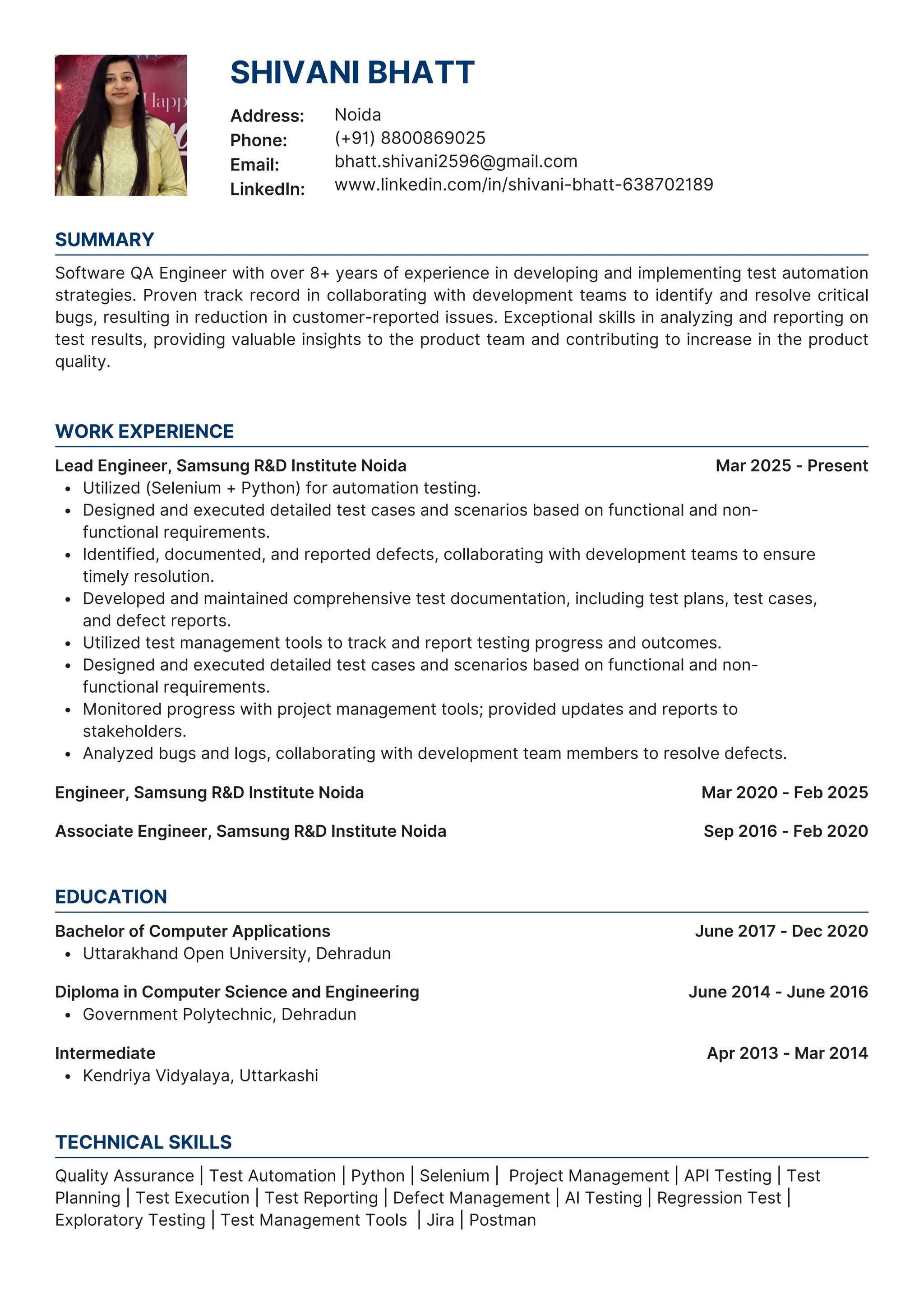 Sample resume Shivani_Resume_2025 (1).pdf