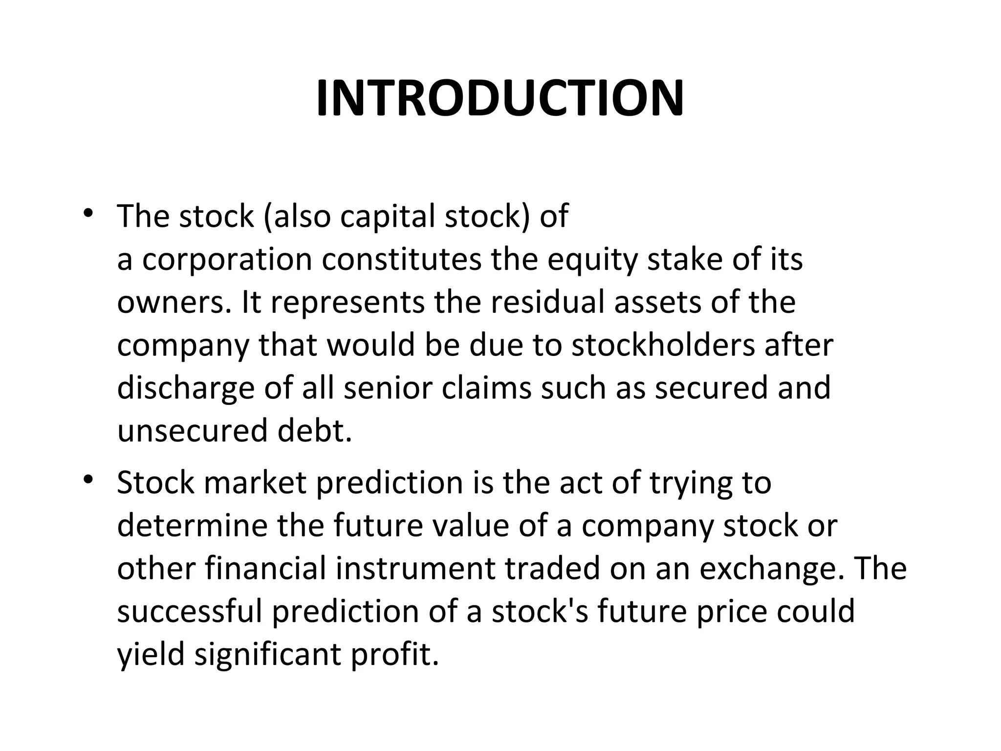 STOCK MARKET PREDICTION | PPT