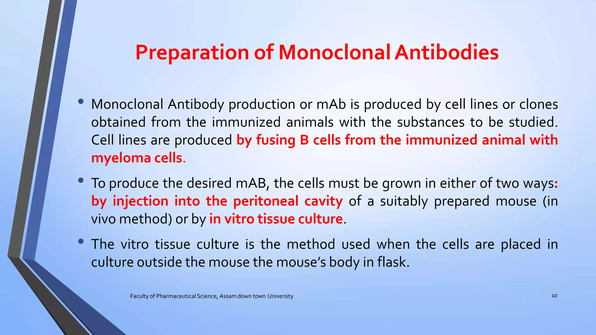 MONOCLONAL ANTIBODIES: Preparation & Application | PPTX