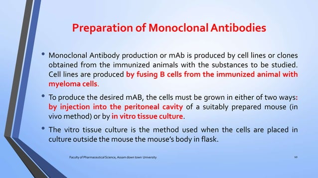 MONOCLONAL ANTIBODIES: Preparation & Application | PPTX