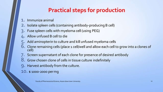 MONOCLONAL ANTIBODIES: Preparation & Application | PPTX