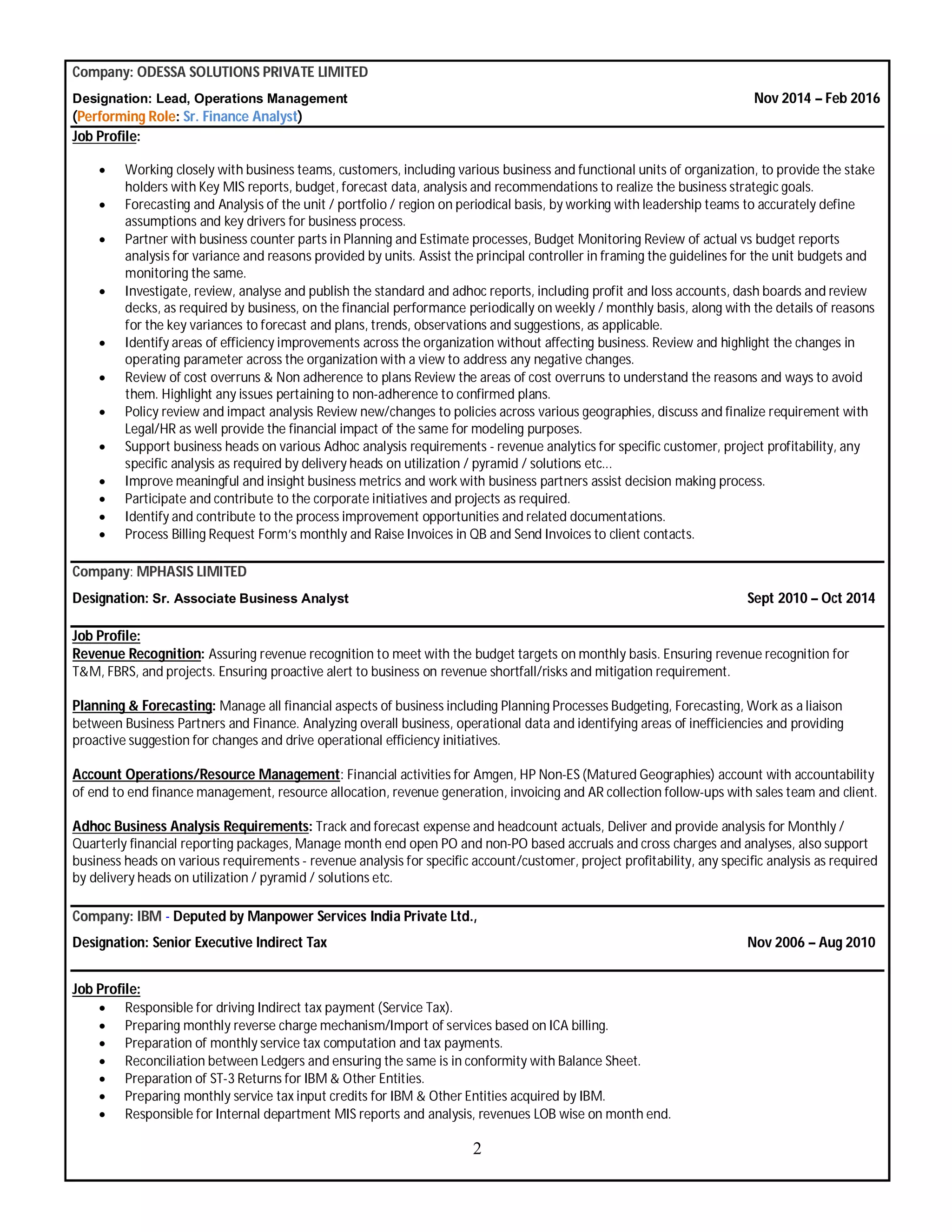 Shiva Prasad_FA_CV | PDF | Business Administration | Business