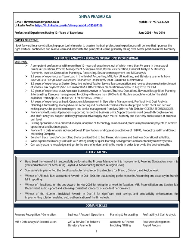 Shiva Prasad_FA_CV | PDF