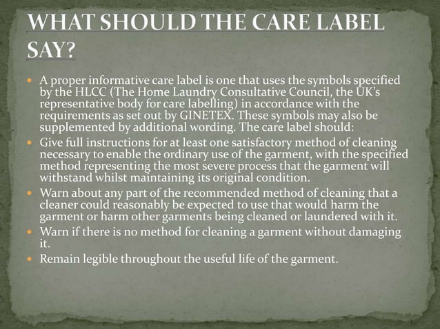 care labelling | PPT