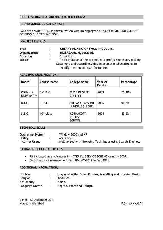 Shiva resume | PDF | Free Download