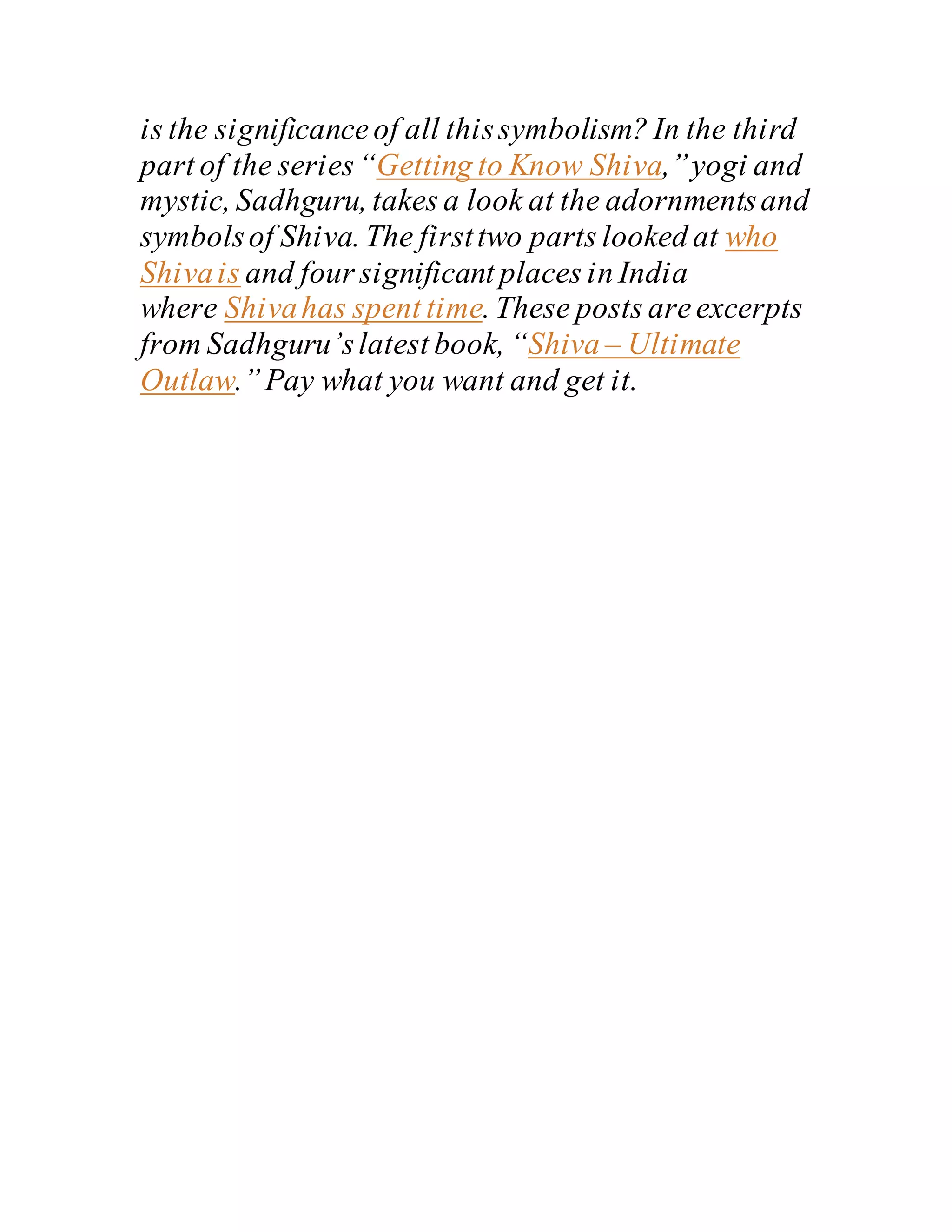 Shiva’s adornments – the symbols ; sadhguru shiva . | PDF