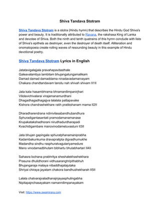 Shiva tandavastotram | PDF