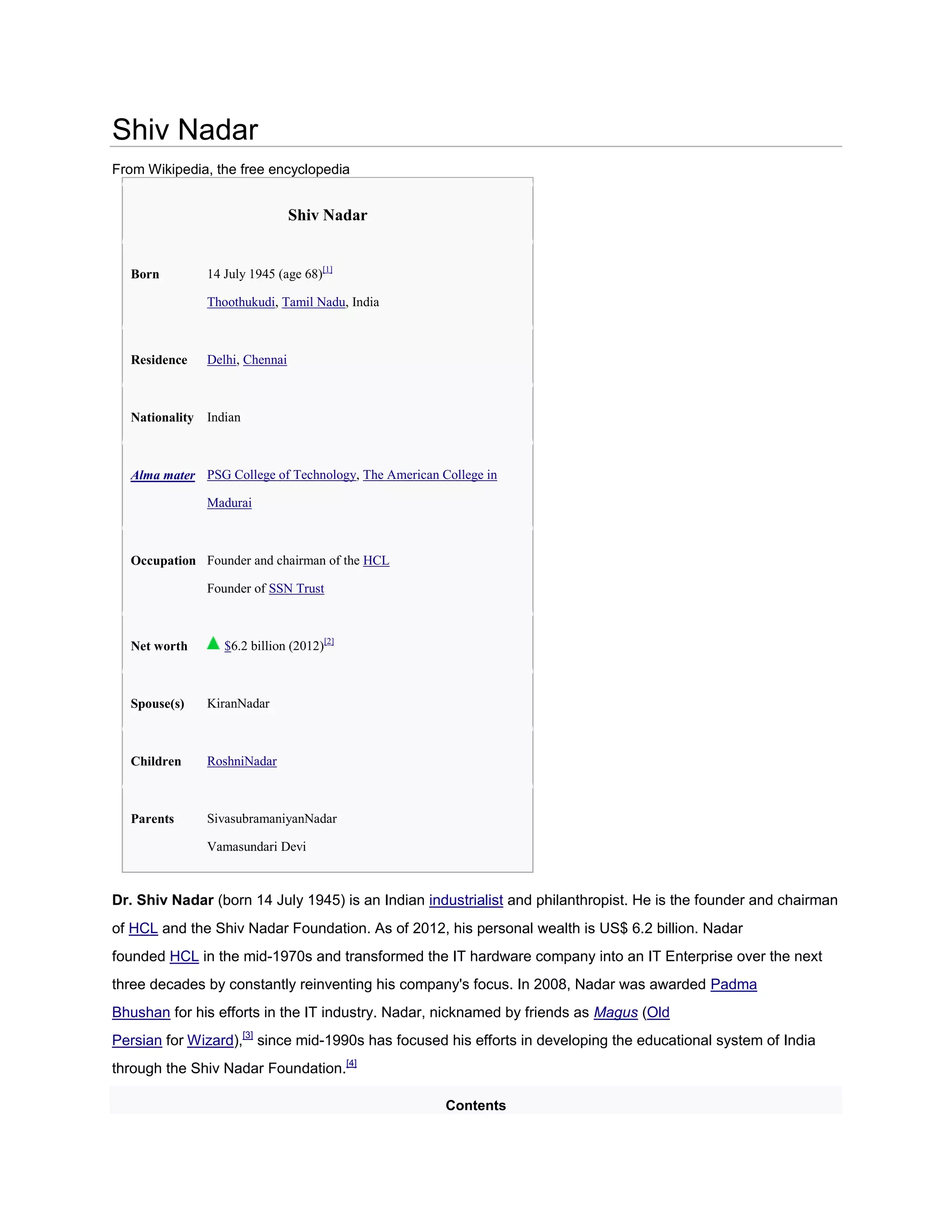 Shiv nadarhcl | DOCX