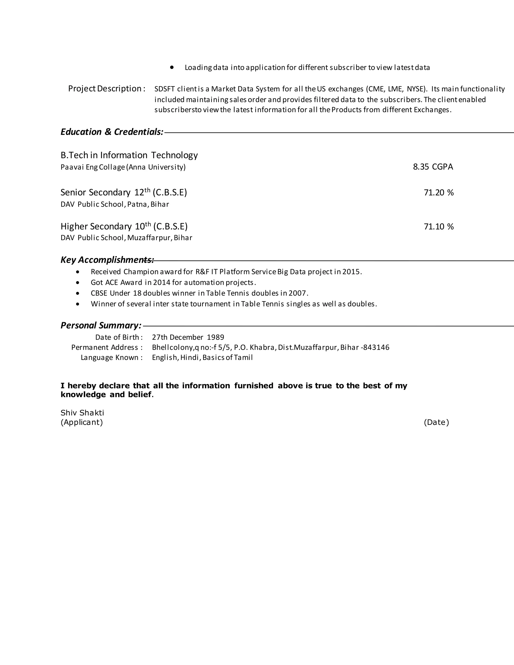 Shiv shakti resume | DOCX | Databases | Computer Software and Applications