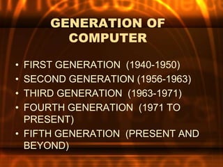 description of computer generation | PPTX | Computing | Technology ...