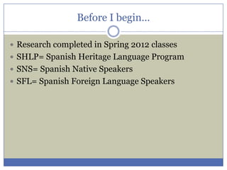 Spanish Heritage Language Program | PPT