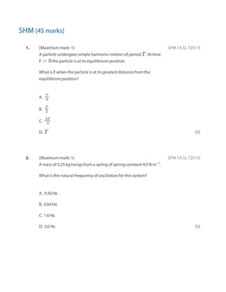 SHM.pdf Its a worksheet for students of IBDP Physics | PDF