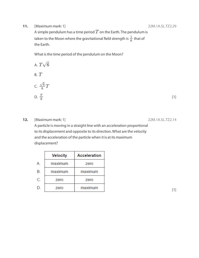 SHM.pdf Its a worksheet for students of IBDP Physics | PDF