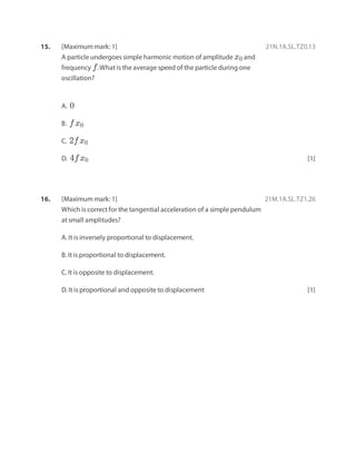 SHM.pdf Its a worksheet for students of IBDP Physics | PDF