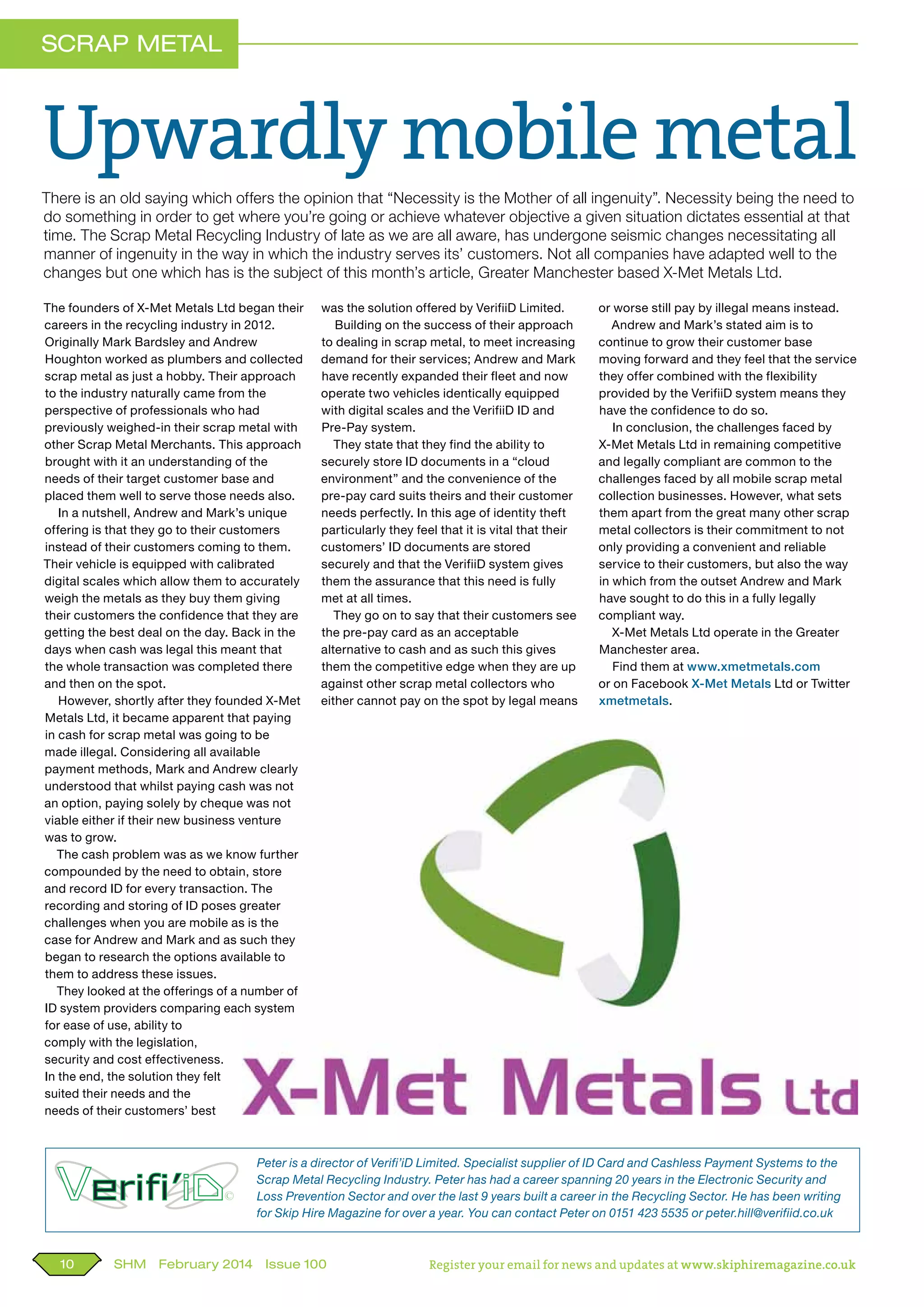 X-Met Metals Skip Hire Magazine | PDF | Credit Cards | Personal Debt