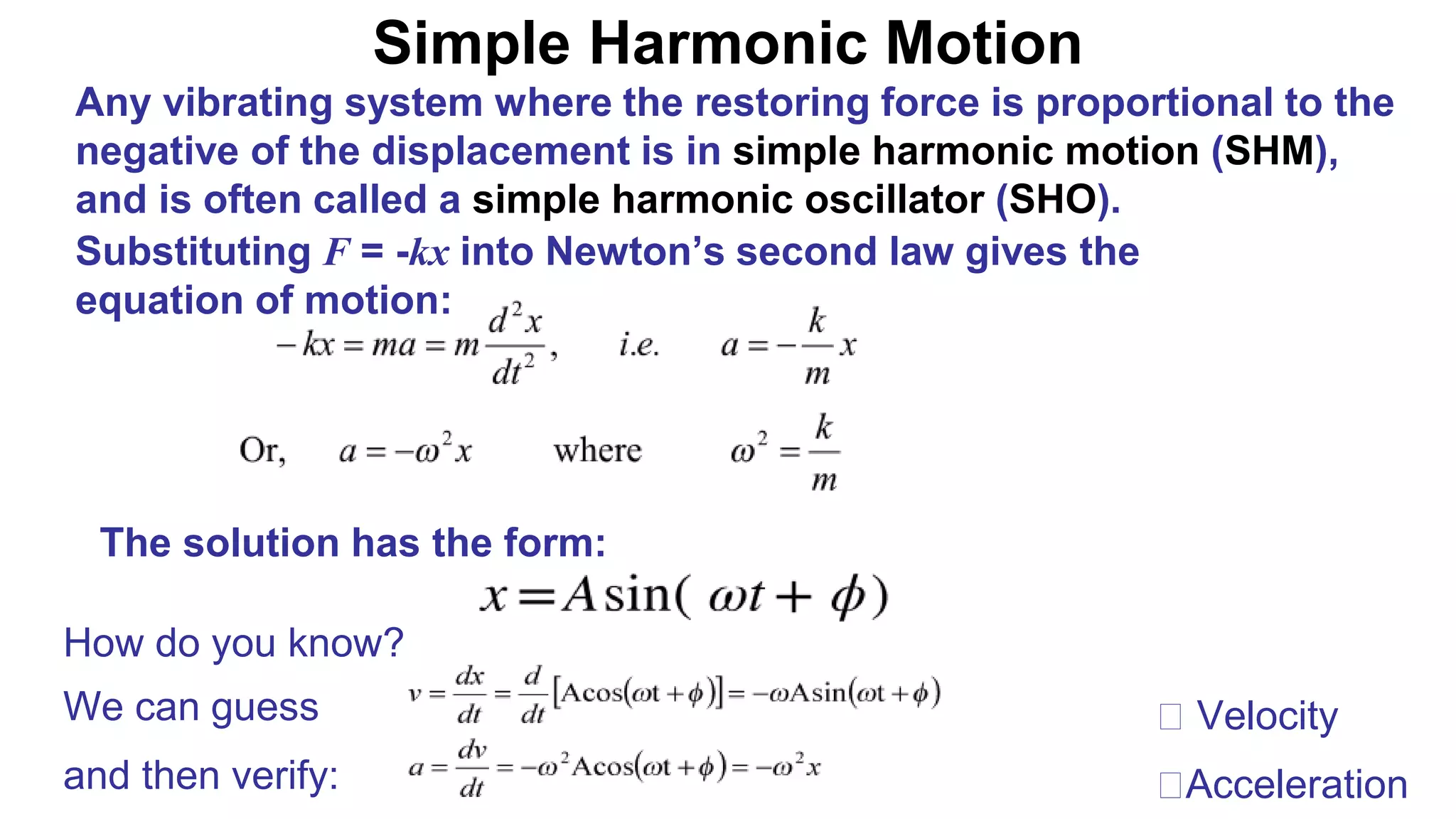 Simple Harmonic Motion (SHM) lecture | PPTX