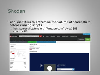 Shmoocon XV - Analyzing Shodan Images with Optical Character ...