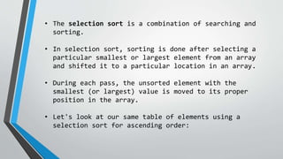 Sorting (Bubble,Merge,Selection sort) | PPTX | Programming Languages | Computing