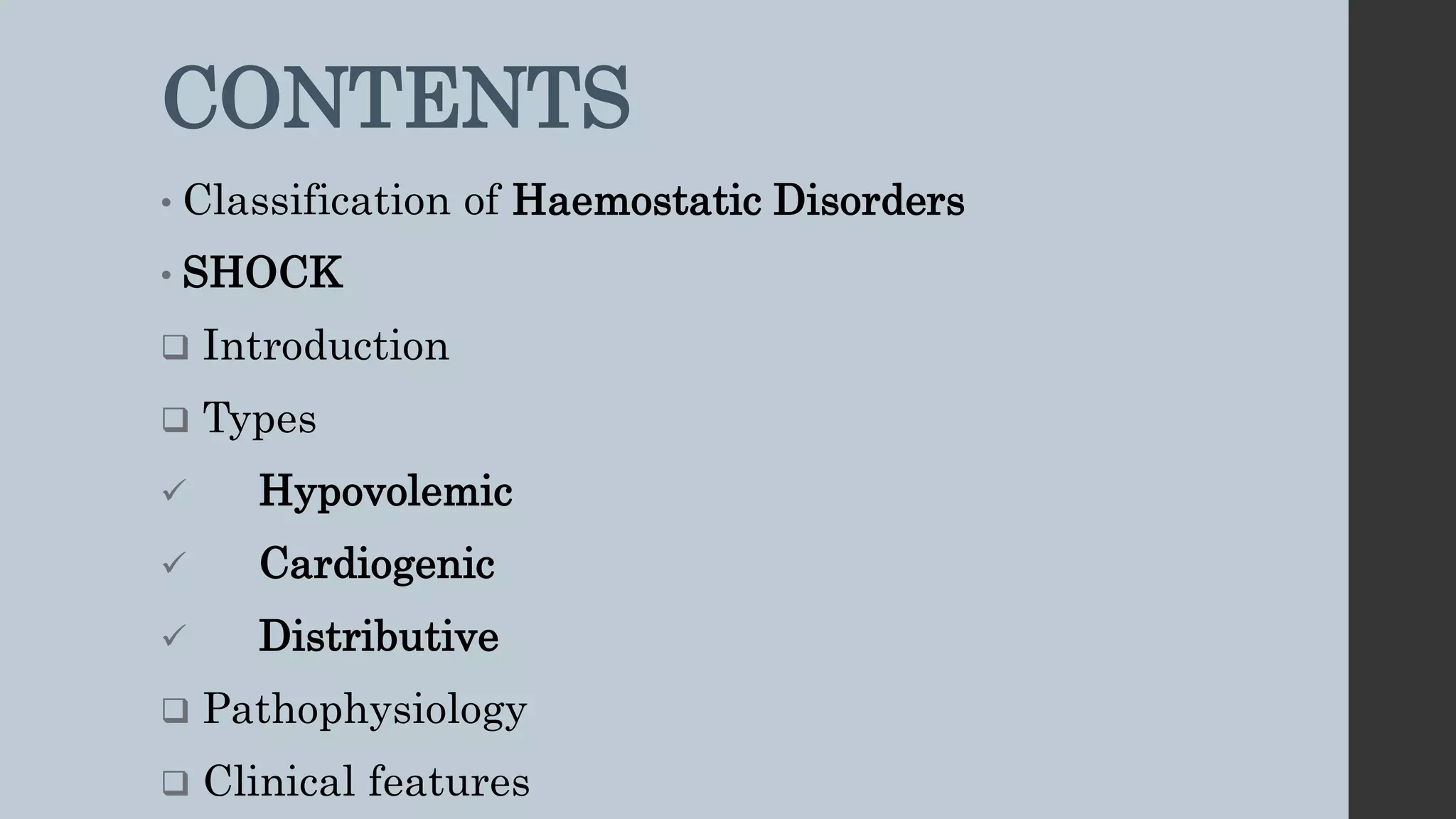 Classification of haemostatic disorders and shock | PPT