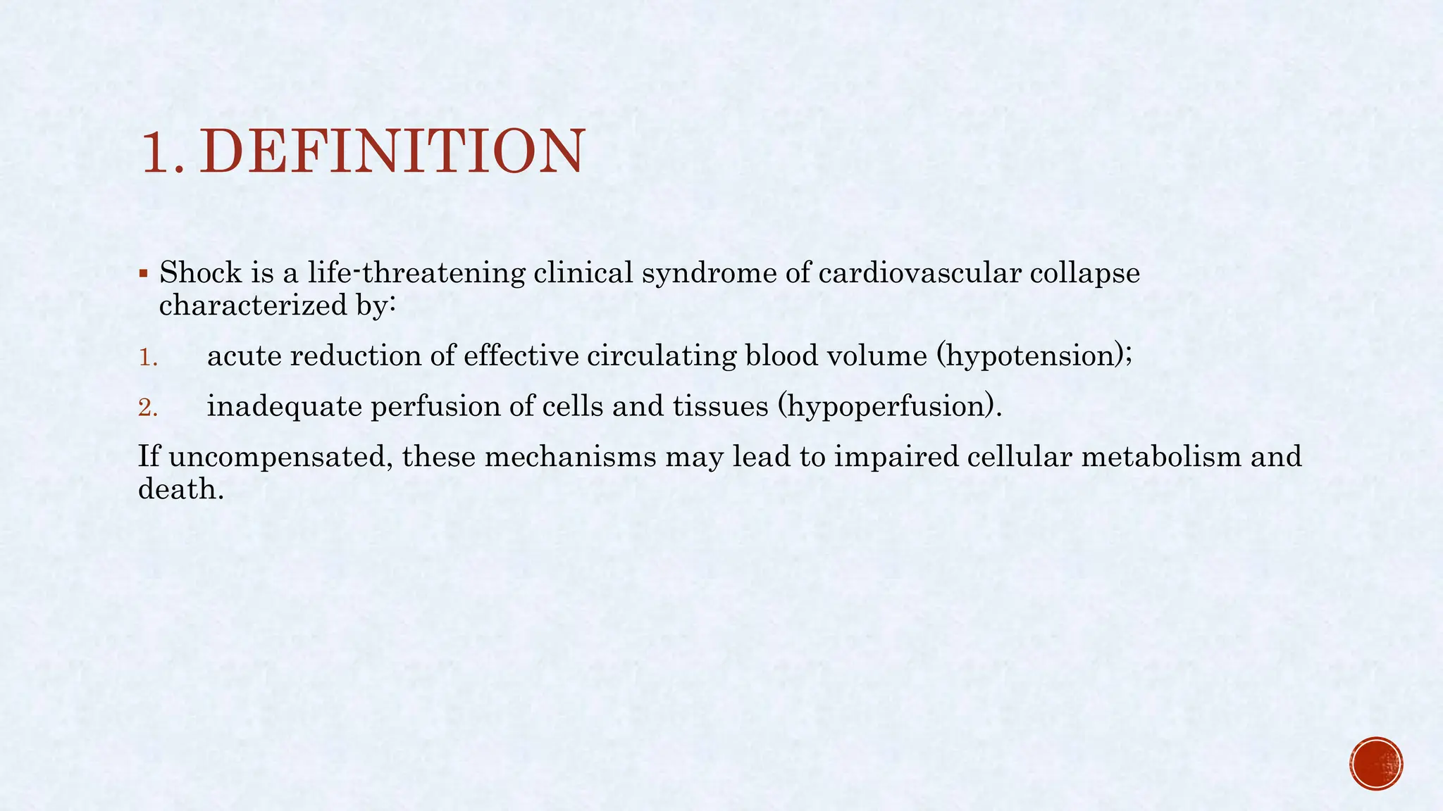 shock, definition, classification, anaphylaxis | PPTX