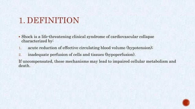 shock, definition, classification, anaphylaxis | PPTX