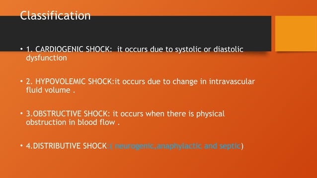 SHOCK,classification, etiology,management, for dental students | PPTX