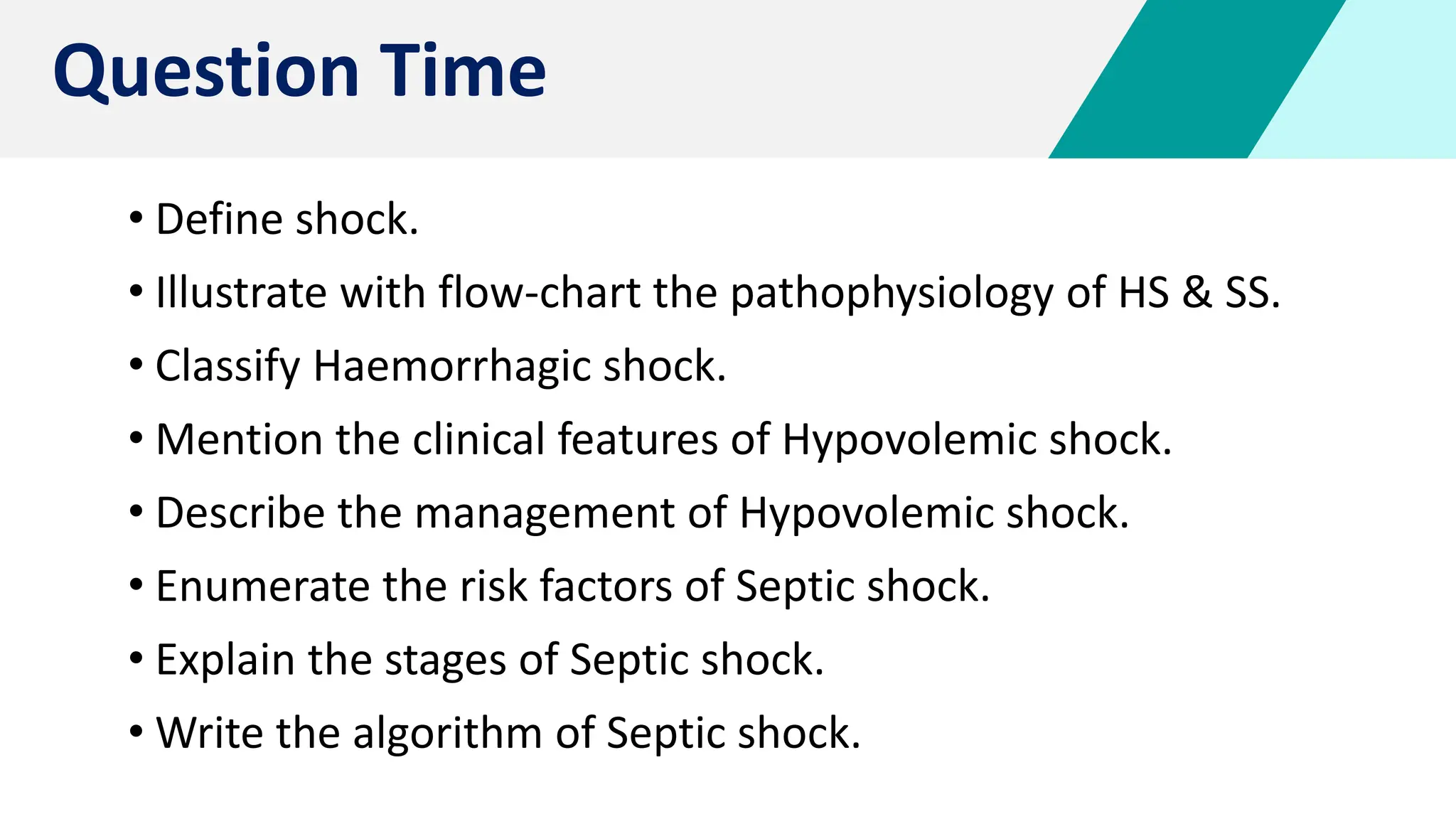 Shock - Septic + Hypovolemic - Causes & Management | PDF