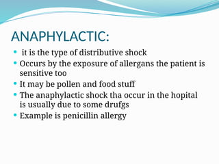Circulatory shock, types of shock and management | PPTX