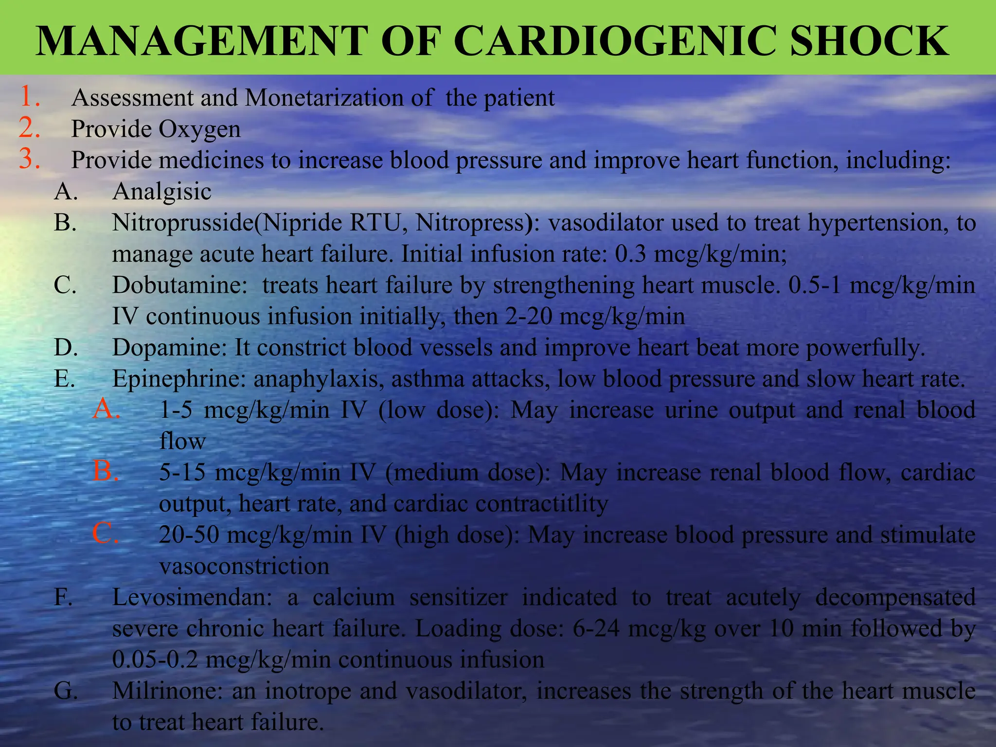 INTRODUCTION and management TO CARDIOGENIC SHOCK | PPT